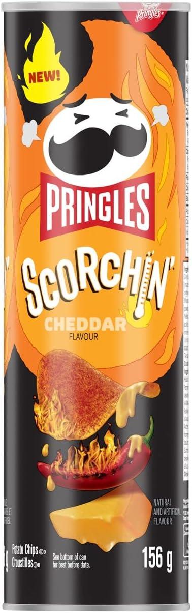 Pringles Scorchin Cheddar Flavour Potato Chips 156 g & Pringles ...