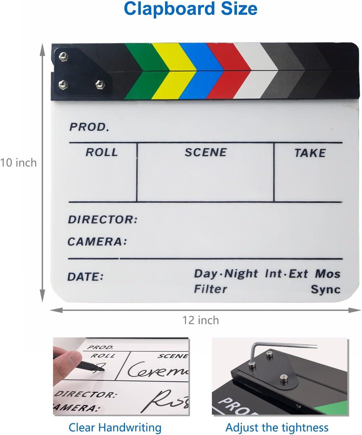 ANTEEKE 10x12inch Acrylic Movie Clapper Board Set - Film Clapboard for ...