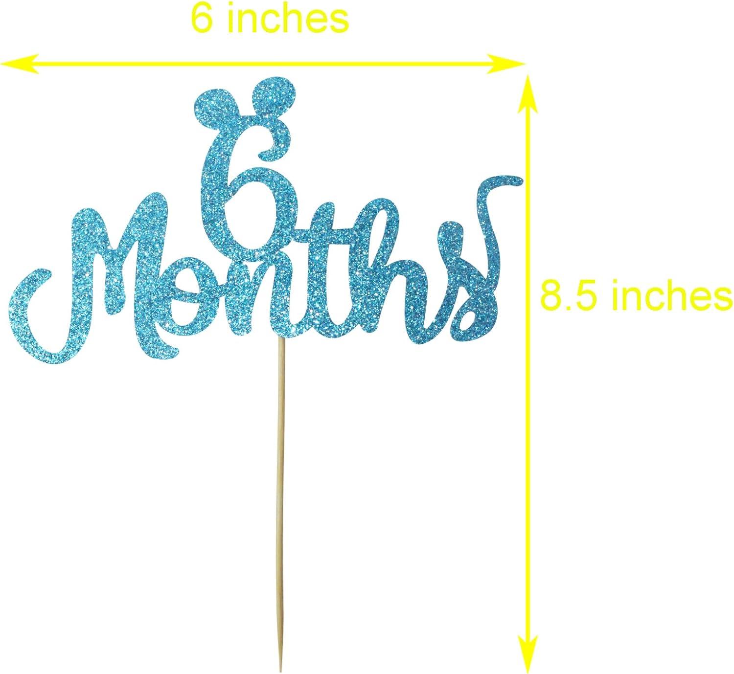 zxyxka Blue Glitter Mouse 6 Months Cake Topper Cartoon Mouse - Half ...