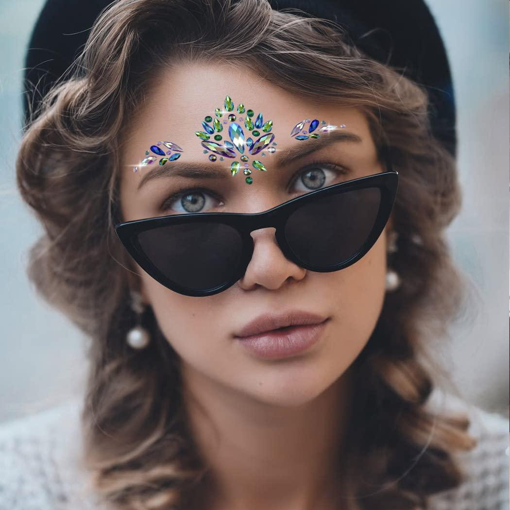 Ludress Crystal Face St Patricks Day Face Stickers Glitter Mermaid Face ...