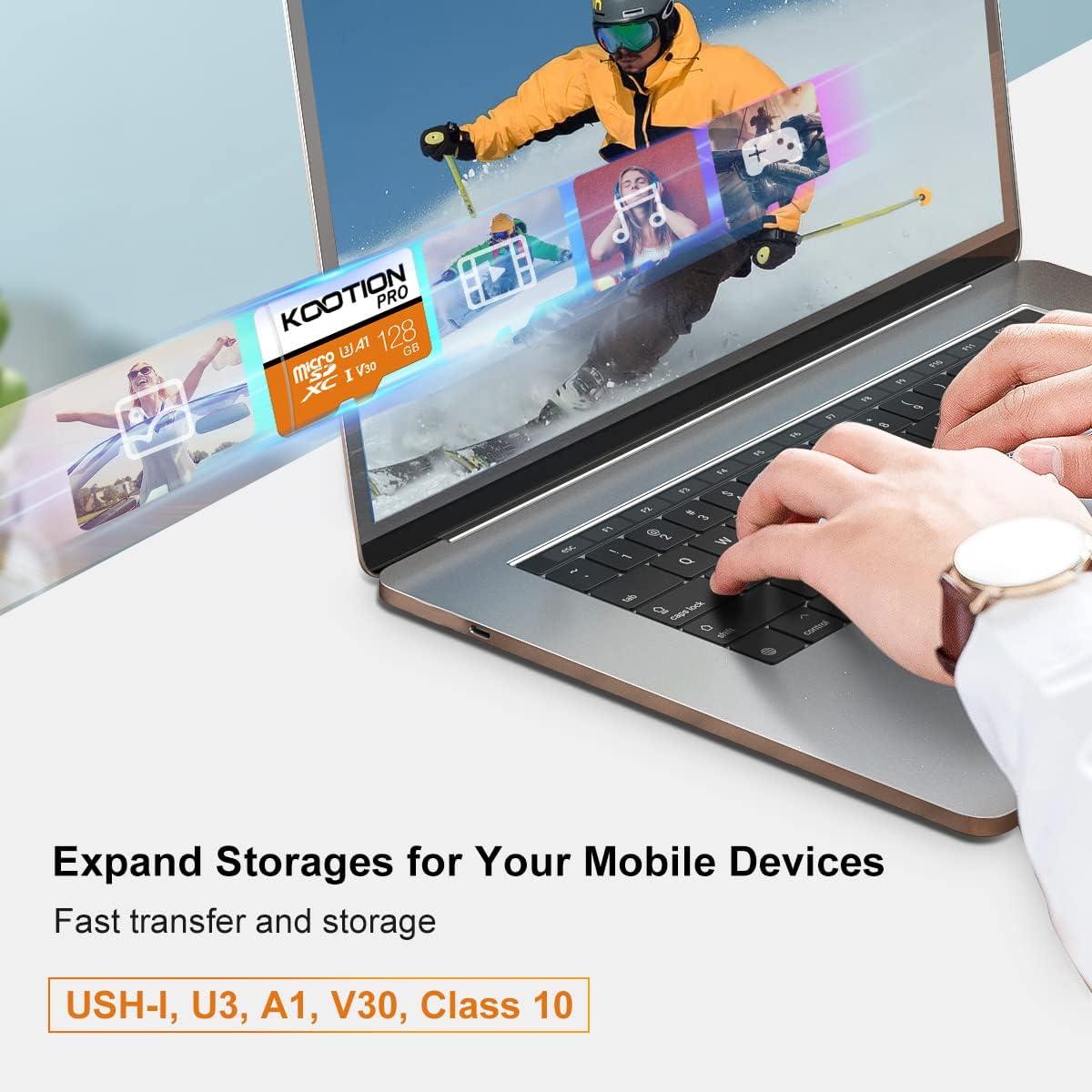 KOOTION 128GB Micro SD Card - High Speed TF Card 128GB Ultra Micro SDXC Memory U3 Card - R Flash ...