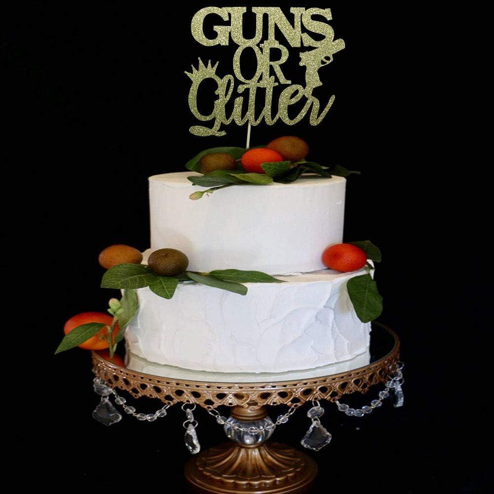Guns or glitter Cake Topper Gender Reveal Cake Decorations Boy or Girl ...