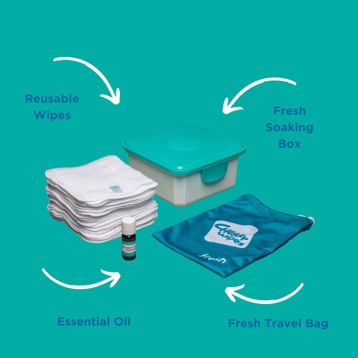 Cheeky Wipes Reusable Mini Wash Kit - White Cotton Terry Wipes for ...