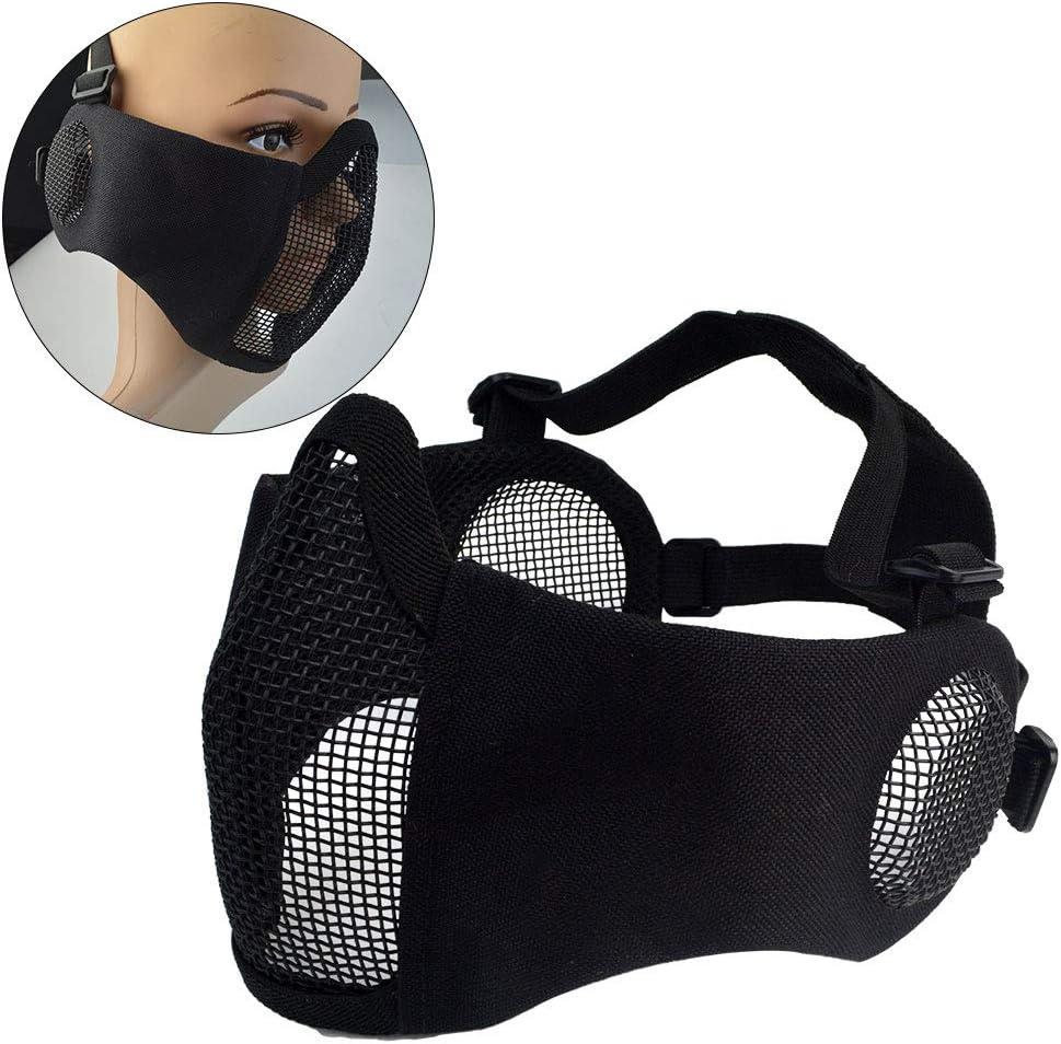 Topbuti Airsoft Mask Black Foldable Tactical Airsoft Mesh Mask with Ear ...