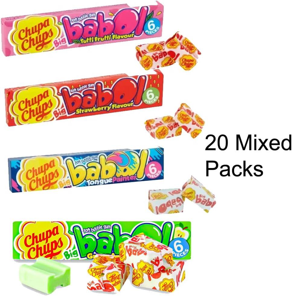 20 x Mixed Chupa Chups Big Babol Blue Raspberry Strawberry Tutti Frutti ...