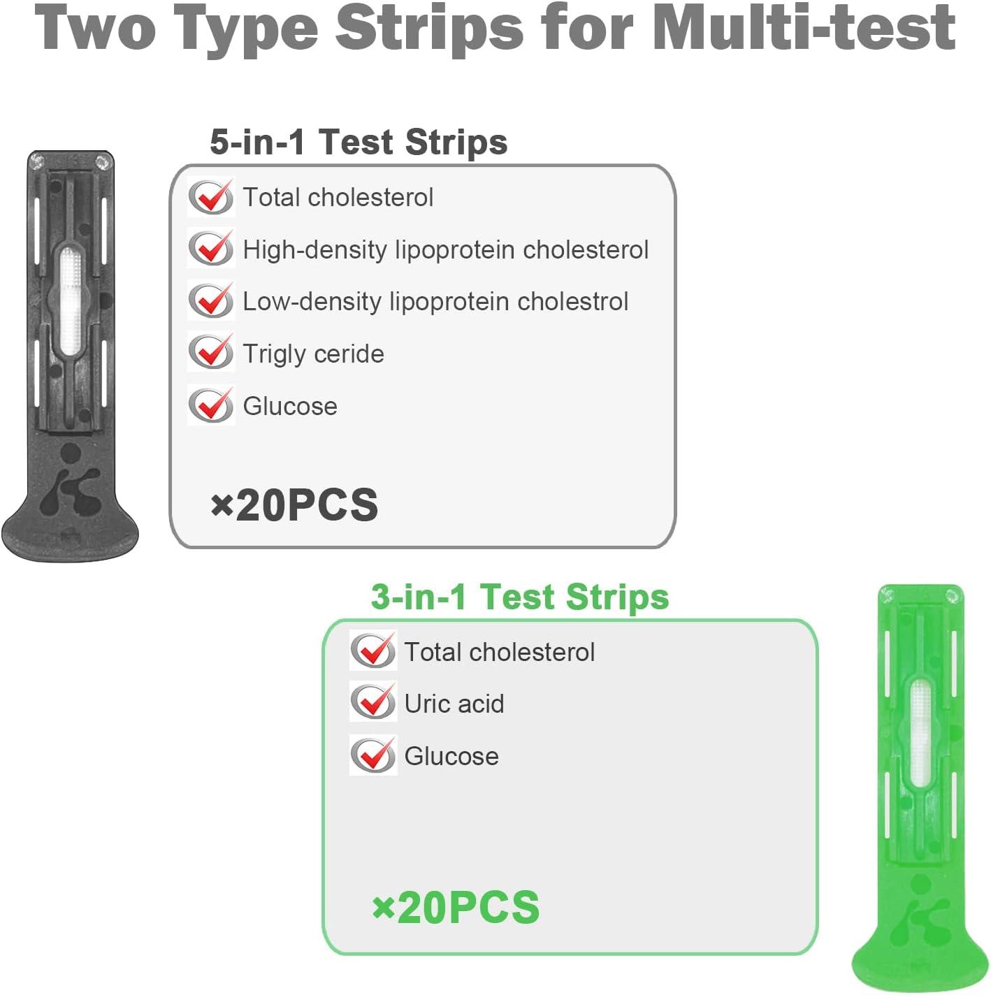 Cholesterol Measuring Device - 6-in-1 Analyzer with 40 Test Strips for ...