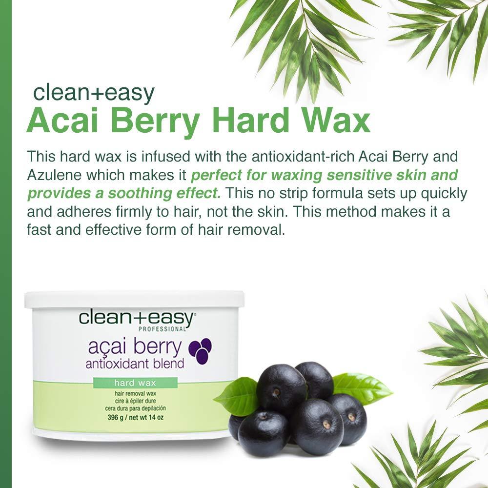 Clean + Easy Acai Berry Hard Wax - Non-Strip Hair Removal Depilatory ...