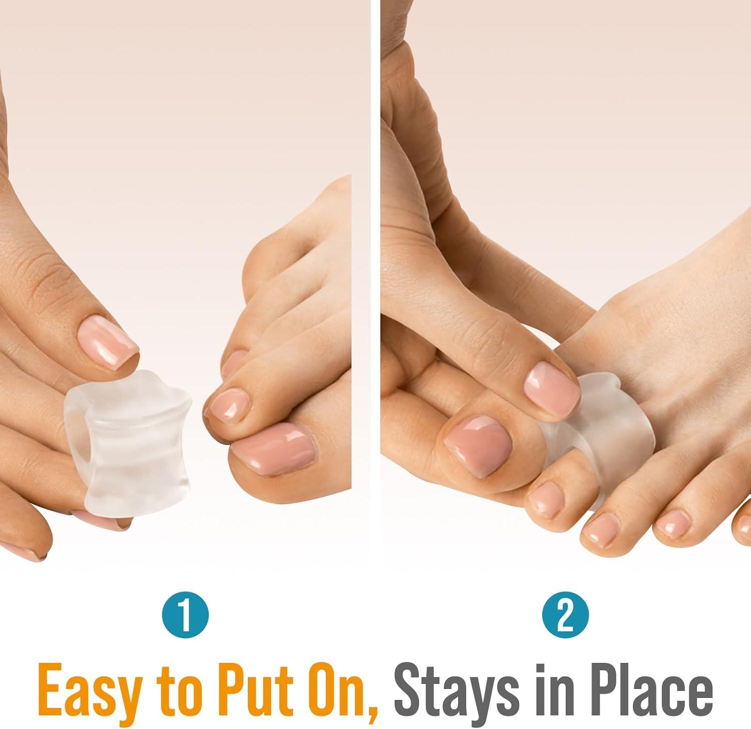 6-Pack Clear Gel Toe Separators for Overlapping Toes - Pain Relief ...