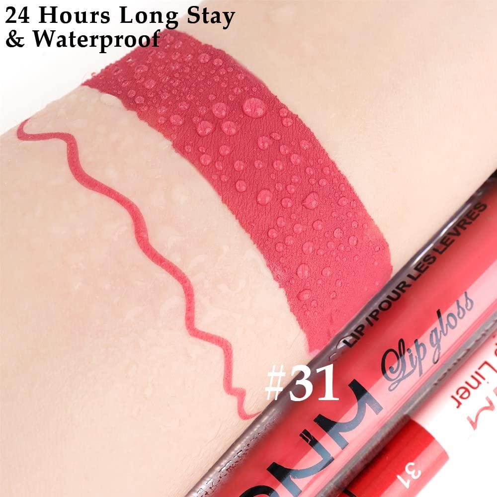 AMY'S DIARY 2pcs Red Matte Lip Liner and Lipstick Set | Waterproof 24H ...