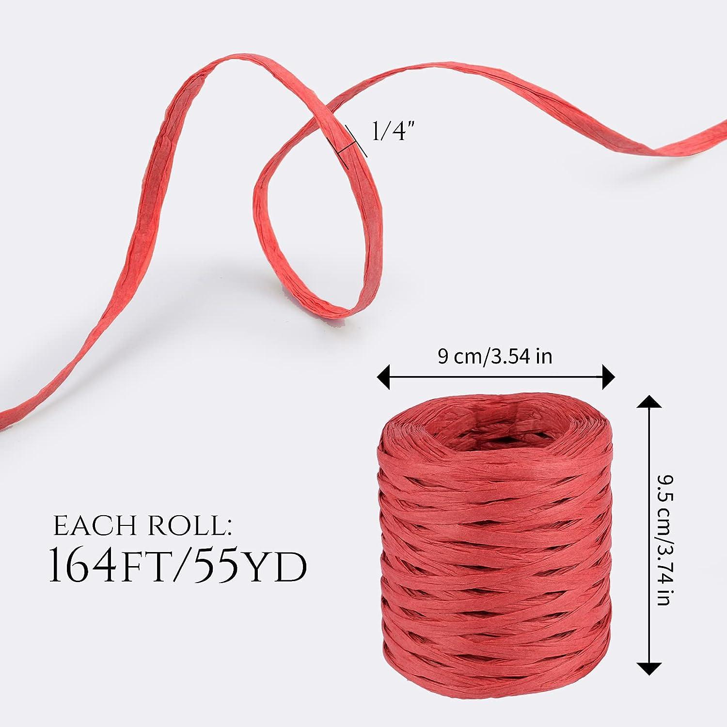 Christmas Natural Raffia Paper Ribbon - 6 Rolls, Matte Twine for Gift ...
