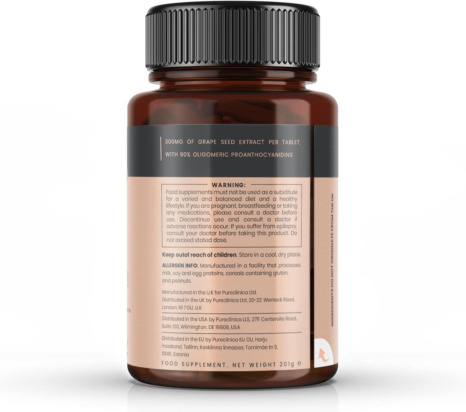 Triple Strength Grape Seed Extract 300mg x 180 Tablets - 90% Oligomeric ...