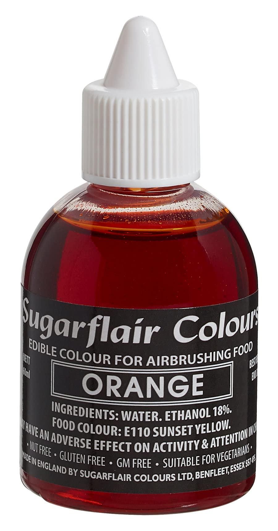 Sugarflair Orange Edible Airbrush Colour - 60ml | Food Safe Paint for ...