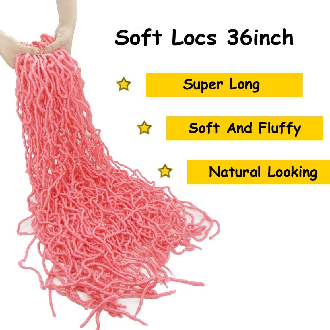 Pink Soft Locs 36 Inch 2 Pack Faux Locs Crochet Hair Extensions for ...