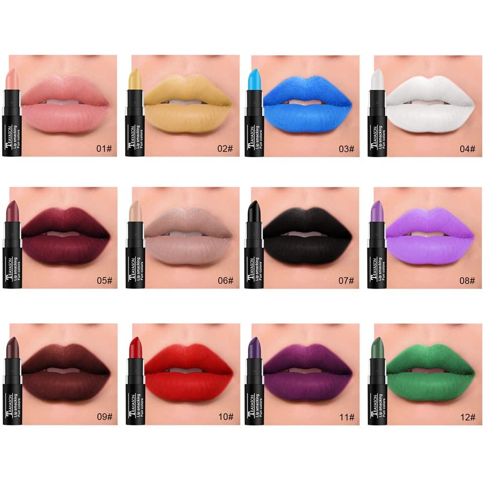 BIOKUSY 12 Pack Matte Lipstick Set - Long Lasting Goth Lip Color for ...