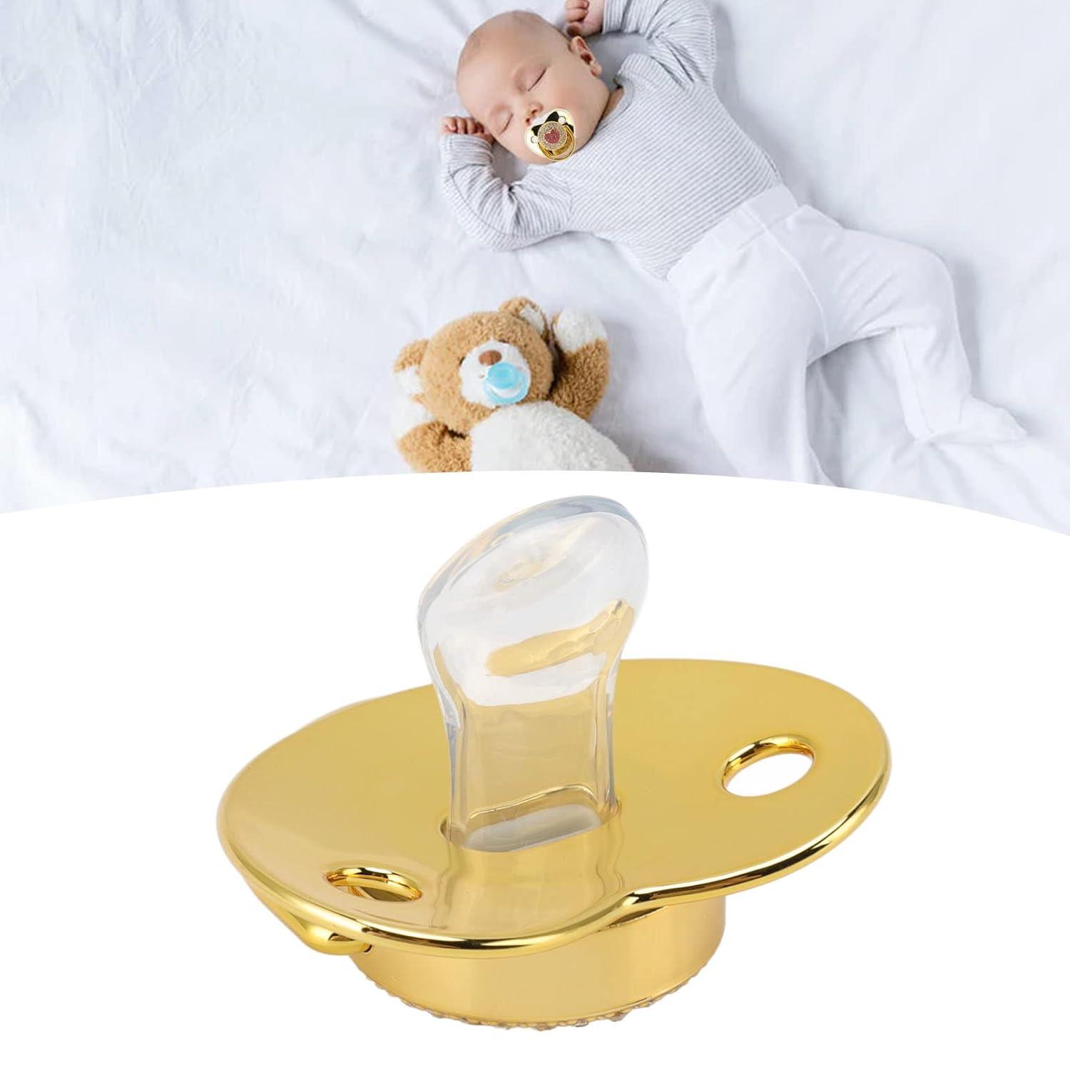 Heart-Shaped Baby Pacifier with Rhinestones | Soft & Light Gold ...