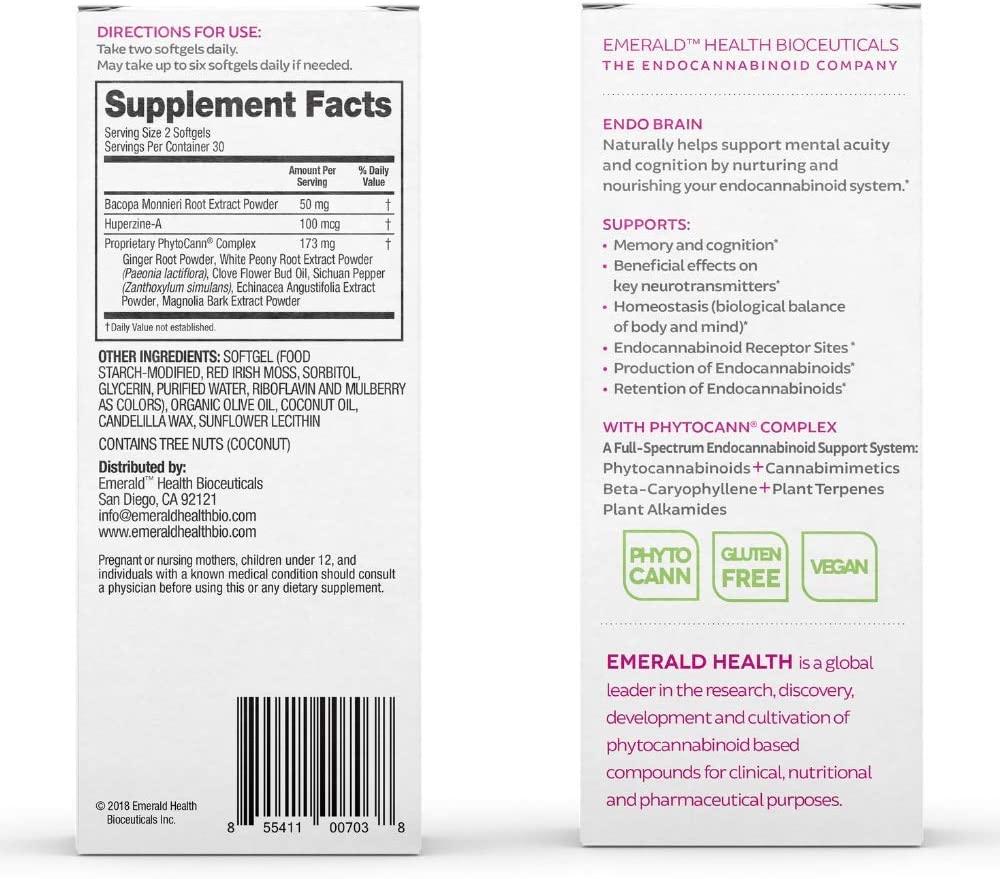 Buy Emerald Health Bioceuticals EndoBrain - 60 Vegan Softgels for ...