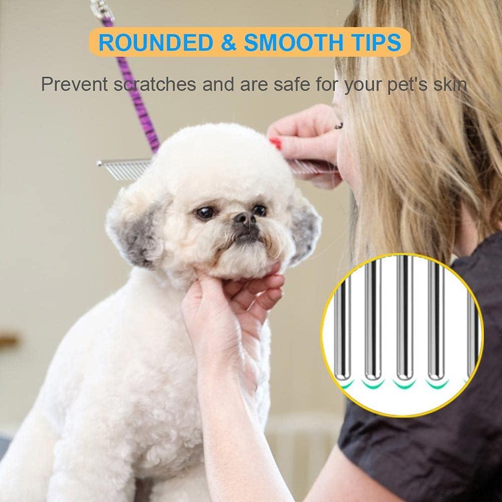 Zapettry 2 Pack Dog Combs Pet Comb with Rounded Ends Stainless Steel ...
