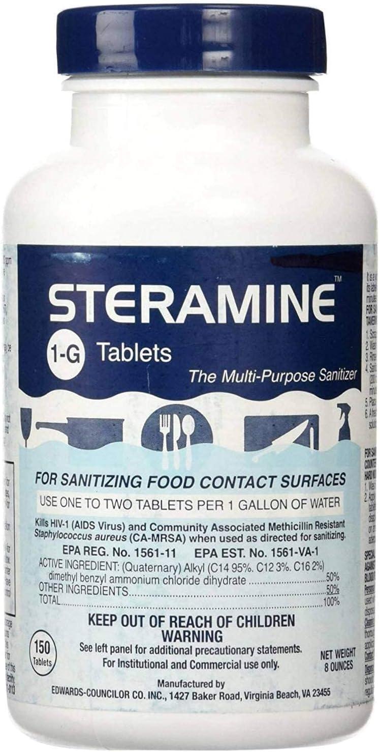 Steramine Sanitizing Tablets Sanitize Food Contact Surfaces Model 1-G ...