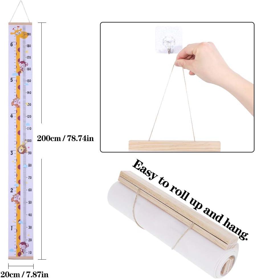 Baby Height Growth Chart Wall Hanging Measuring Ruler for Kids Removable Canvas and Wood Wall ...
