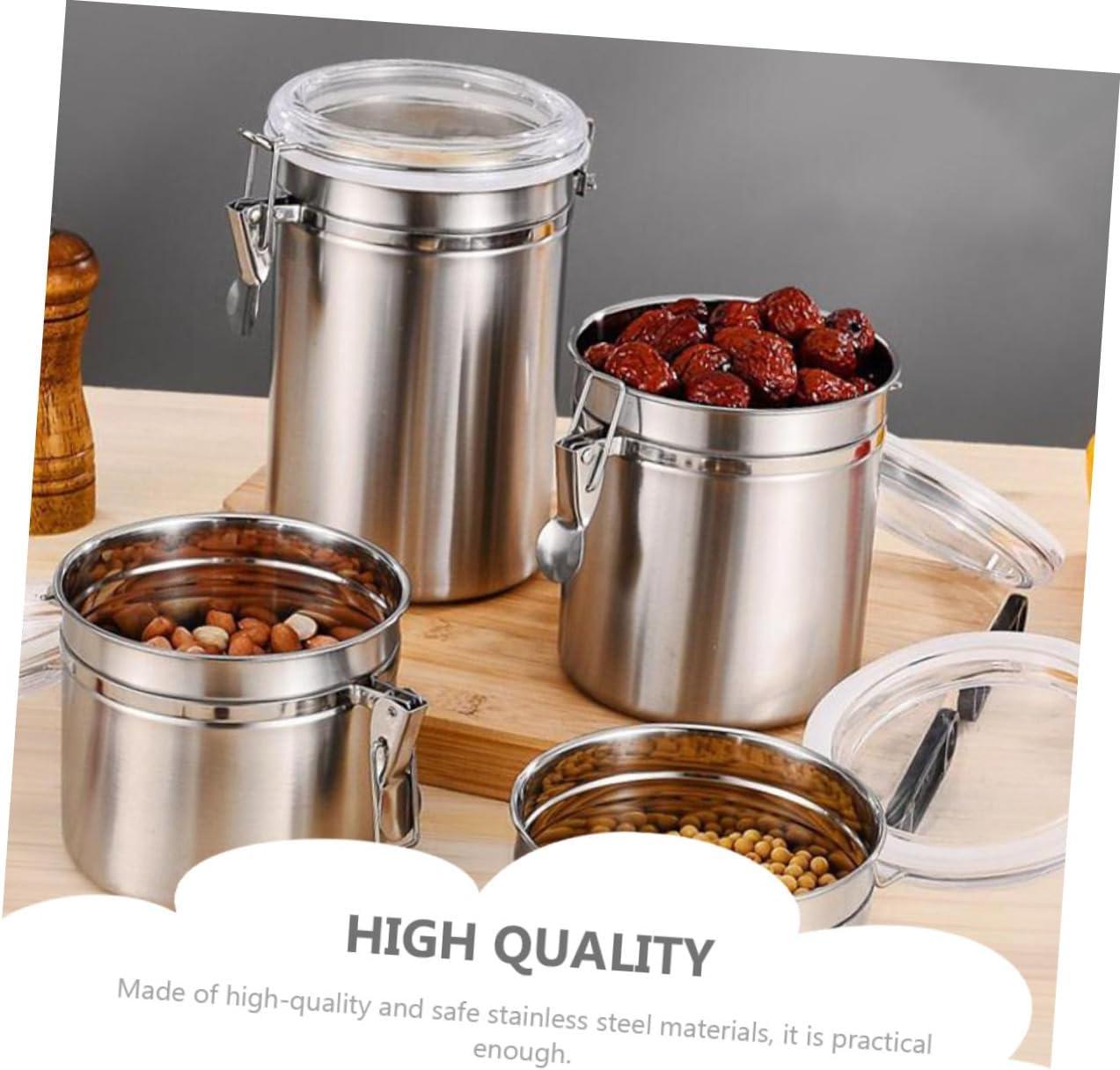 Zerodeko 4pcs Stainless Steel Freshness Container with Lid Metal ...