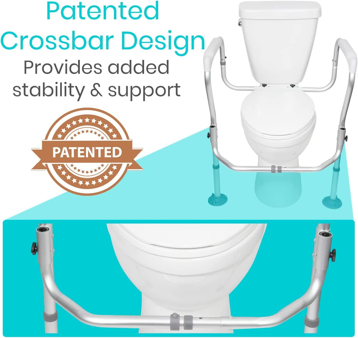 Vive Toilet Safety Rail Frame - Adjustable Non Slip Grab Bars for Bathroom - Fall Prevention for ...