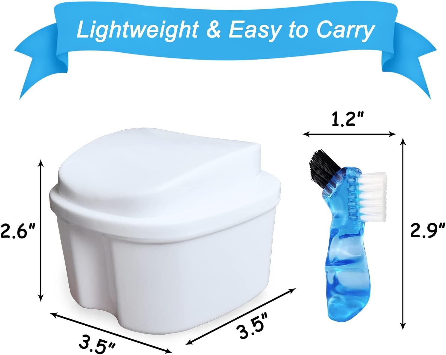 Denture Soaking Box Orthodontic Retainer Bath Case with Strainer Basket ...