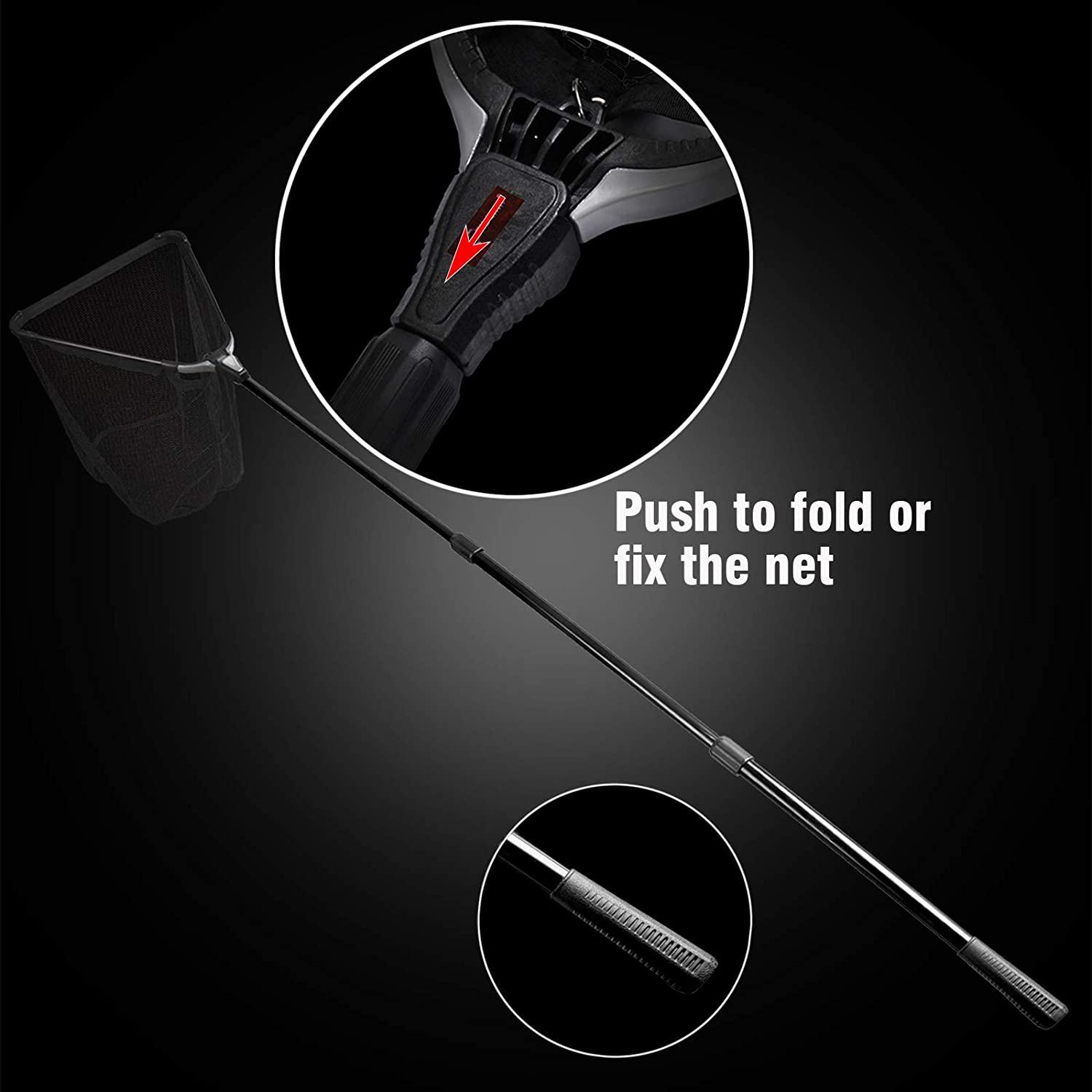 Fiblink Folding Aluminum Fishing Landing Net with Telescoping Handle ...