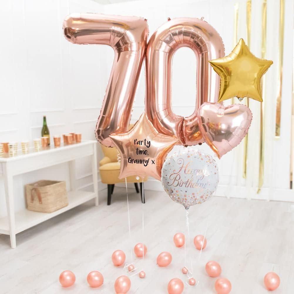 Rose Gold 70th Birthday Decorations Set - Unique Digital Number 70 ...