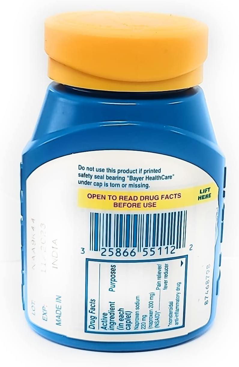 Aleve Naproxen Sodium 220mg - 320 Caplets - Pain Reliever/Fever Reducer ...