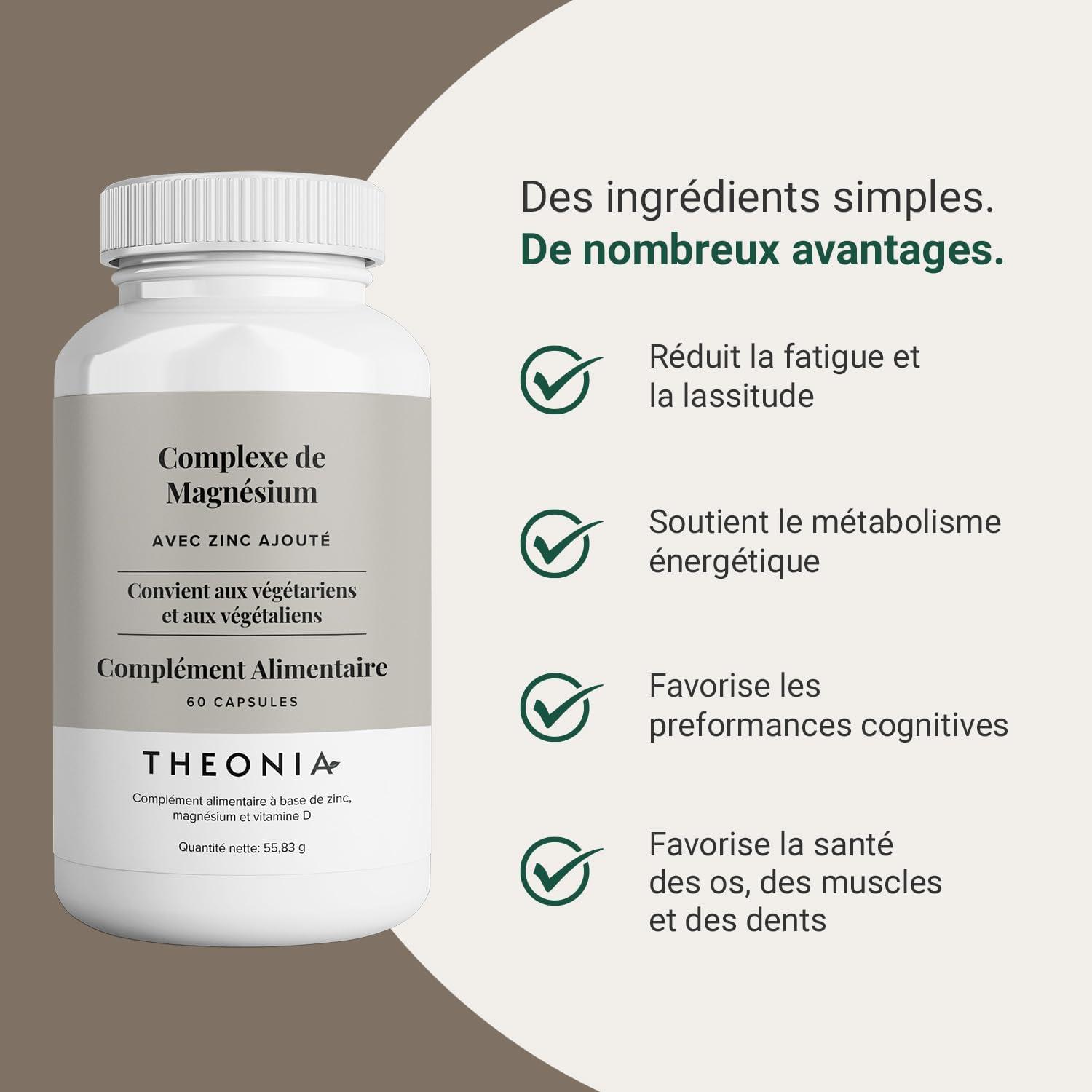 Theonia Magnesium Complex 205mg High Concentration Supplement with Zinc ...