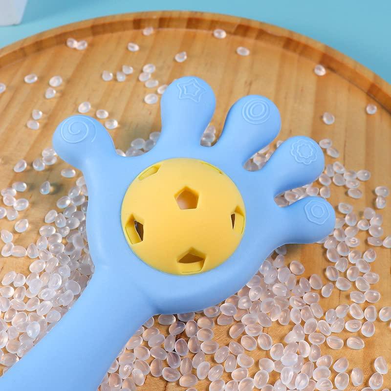 Baby Finger Shaped Teether Clappers - Food Grade Silicone Teether (Yellow)