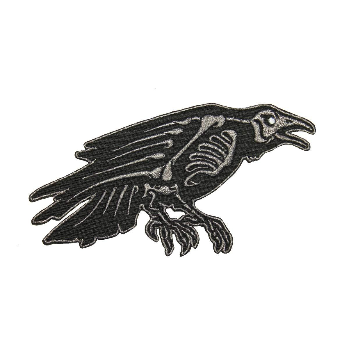 Skelli Bones Raven Patch - Unique Gothic Iron-On Embroidered Patch | Buy Now with Express ...