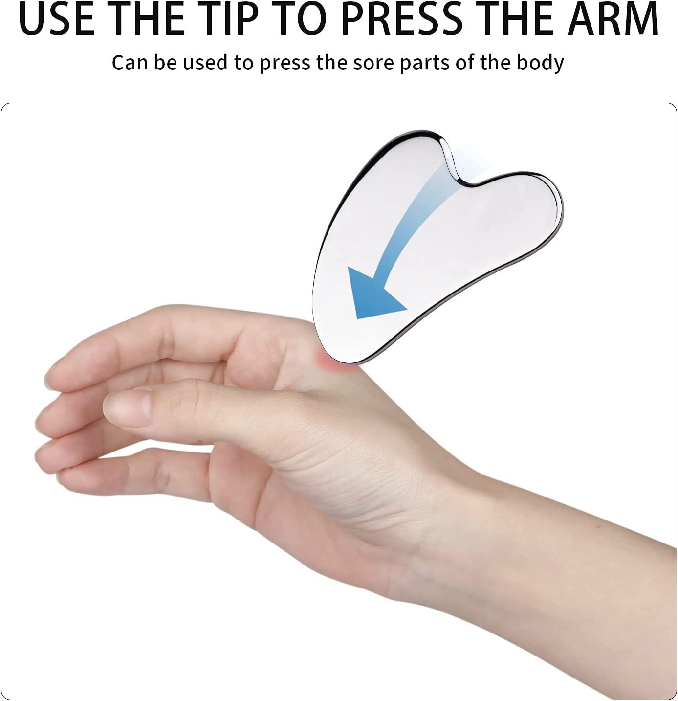 Stainless Steel Gua Sha Facial Tools with Travel Pouch - Metal Gua Sha ...