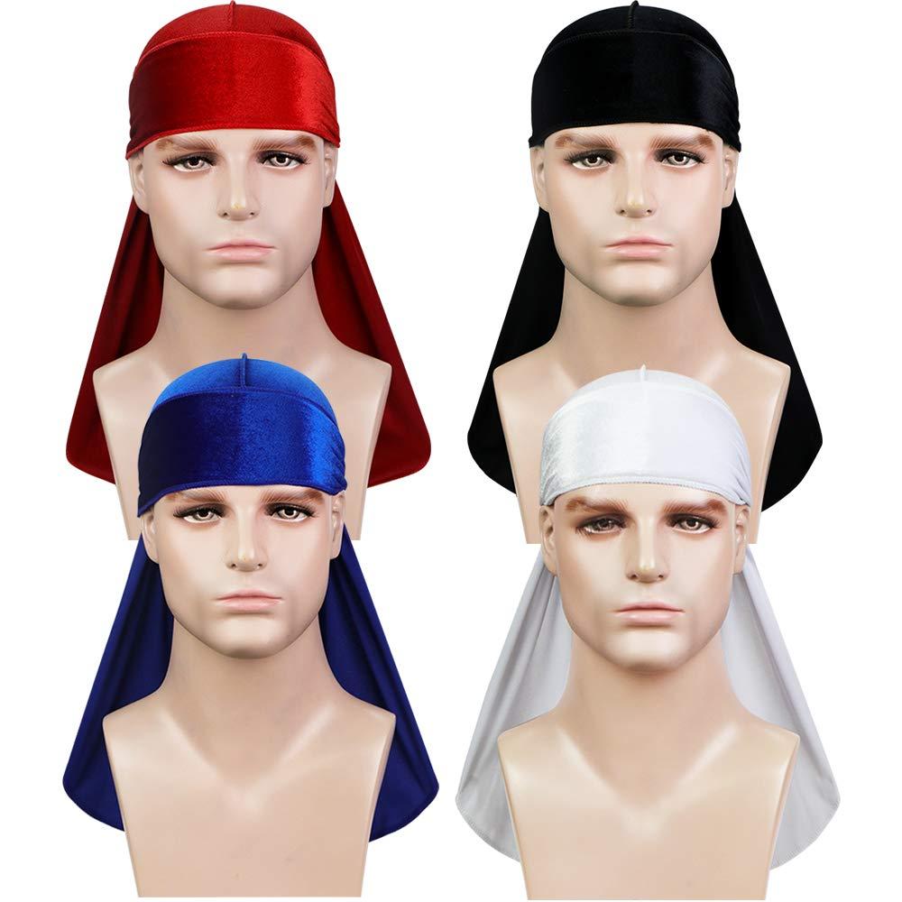 Premium Velvet Men Durags - 4 Pack Soft Headwraps for 360 Waves | Extra ...
