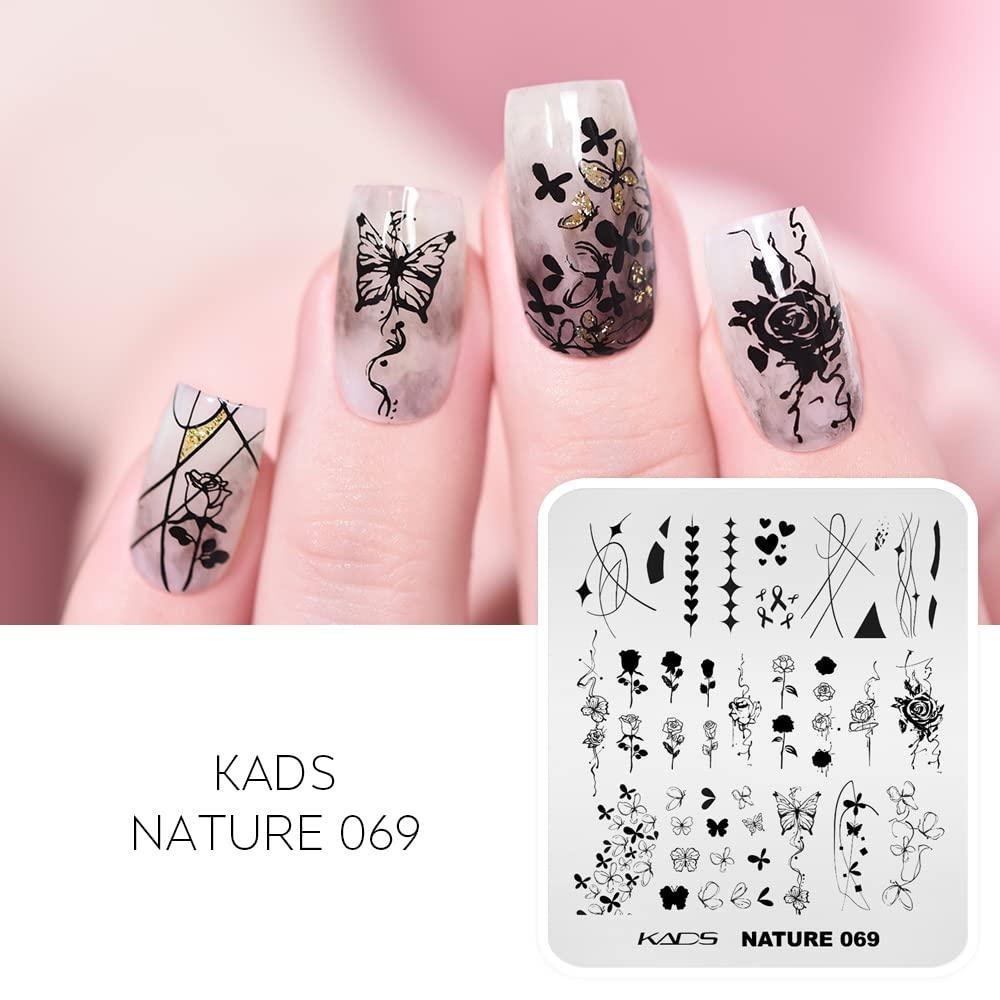 KADS Nail Stamping Plate Set - French Summer Flower Flamingo Rose ...