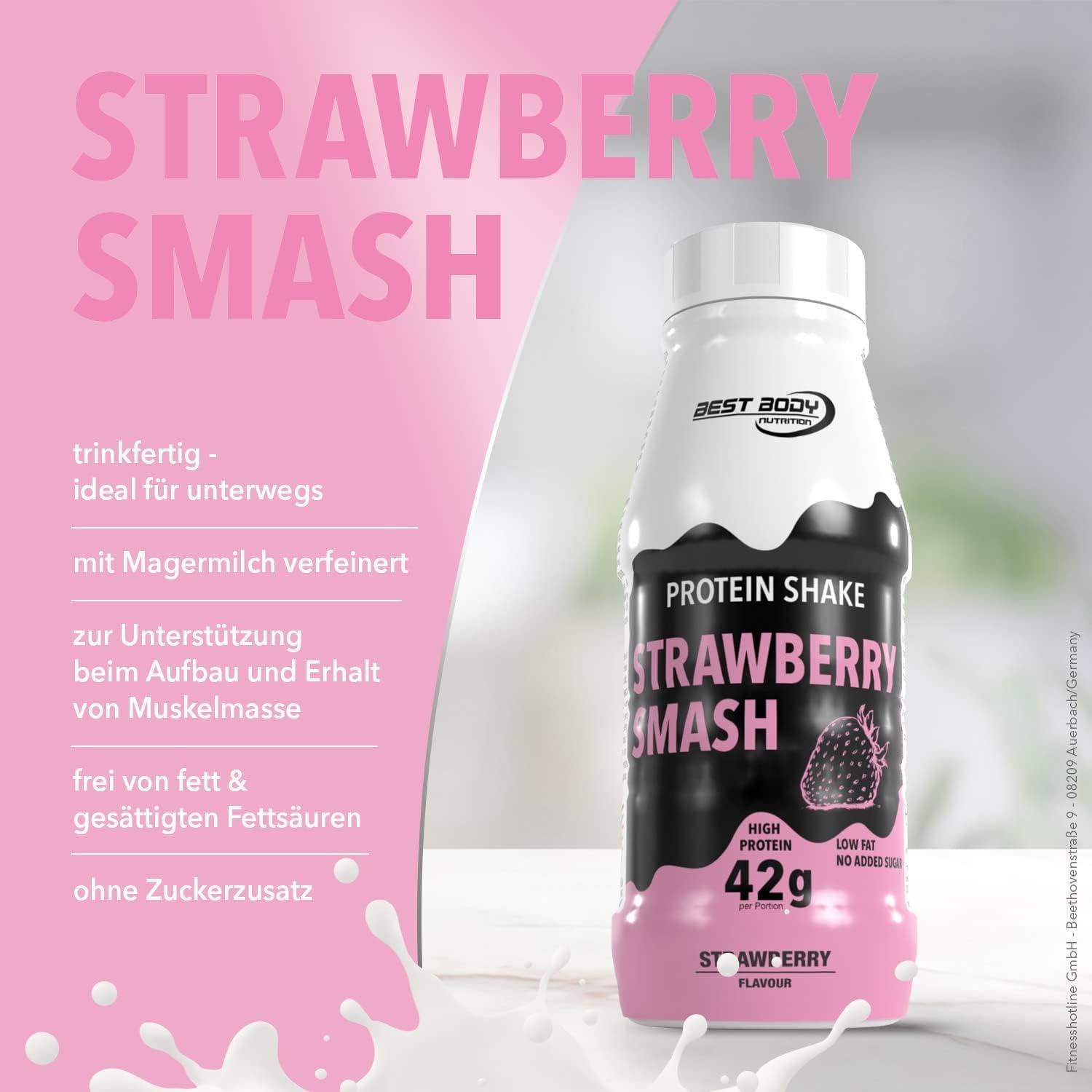 Best Body Nutrition 42g Protein Shake - Strawberry Smash - 8x500ml ...