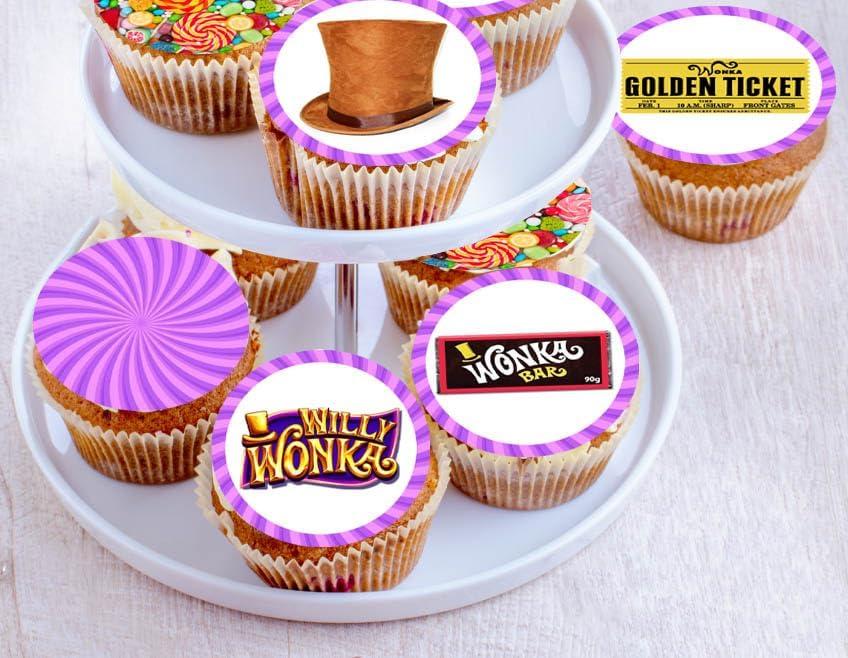 Pre-Cut Wonka 1B Edible Stand up Wafer Paper Cupcake Toppers Cake ...