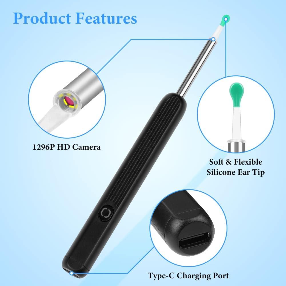 ACWOO Wireless Ear Wax Removal Kit 1296P HD Otoscope | Visual Ear ...