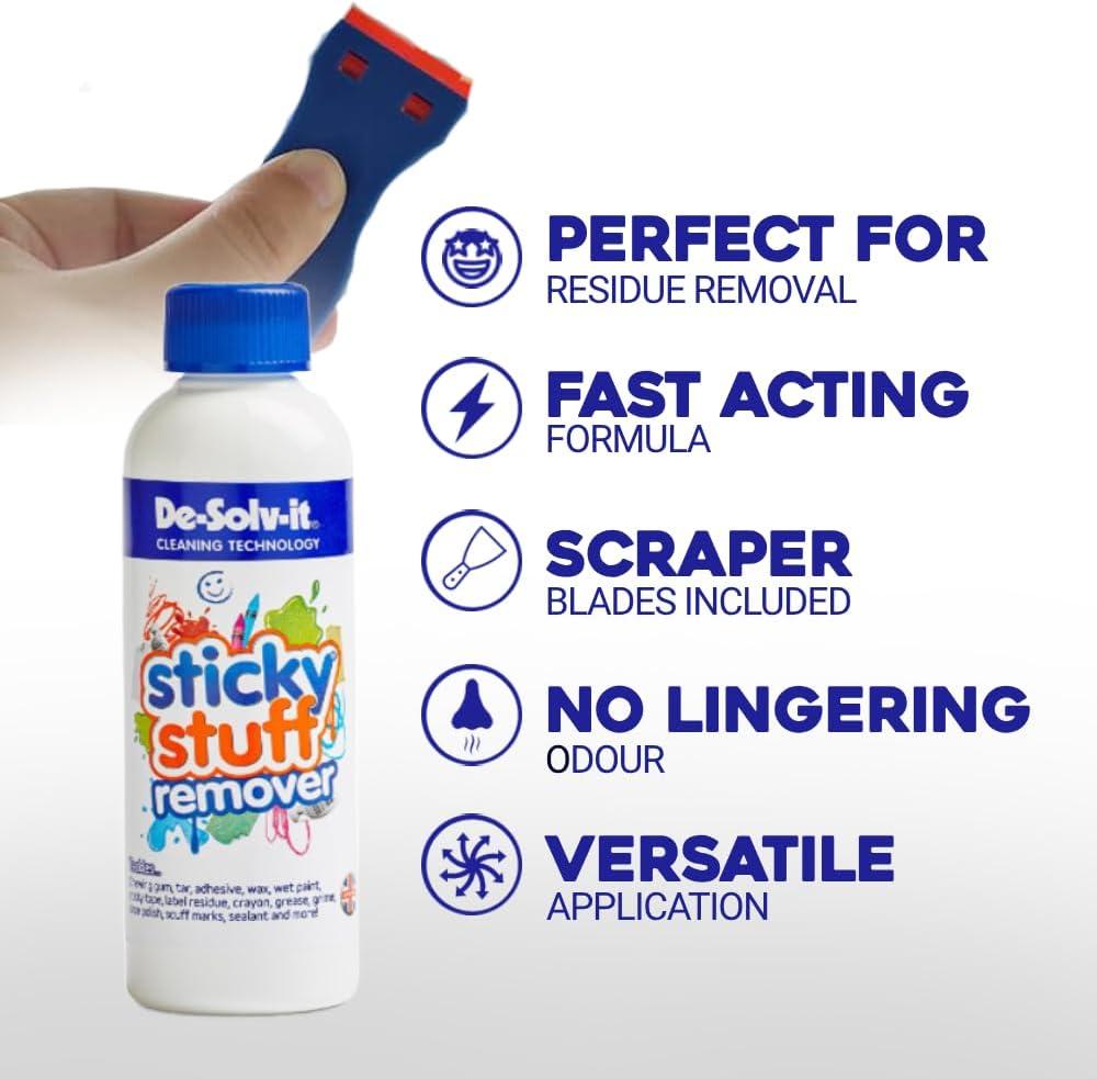 De Solv It Sticky Stuff Remover Liquid- 250ml with 10 Plastic Razor ...