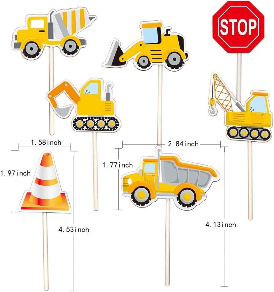 35-Pack Construction Cupcake Toppers Picks for Kids Birthday Party ...