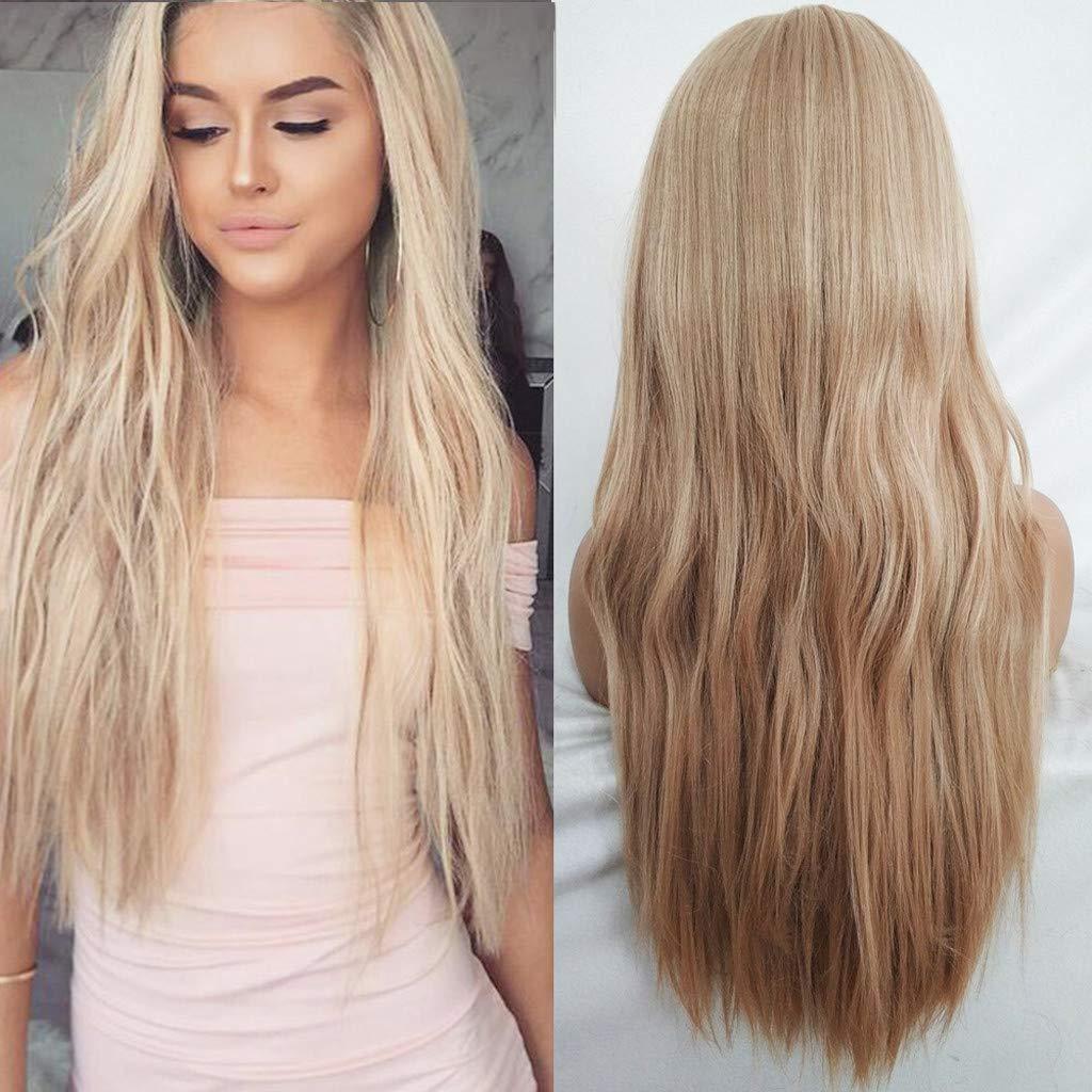 Women's Gold Curly Wig - Long Synthetic Brazilian Wavy Hair for 60s 70s ...