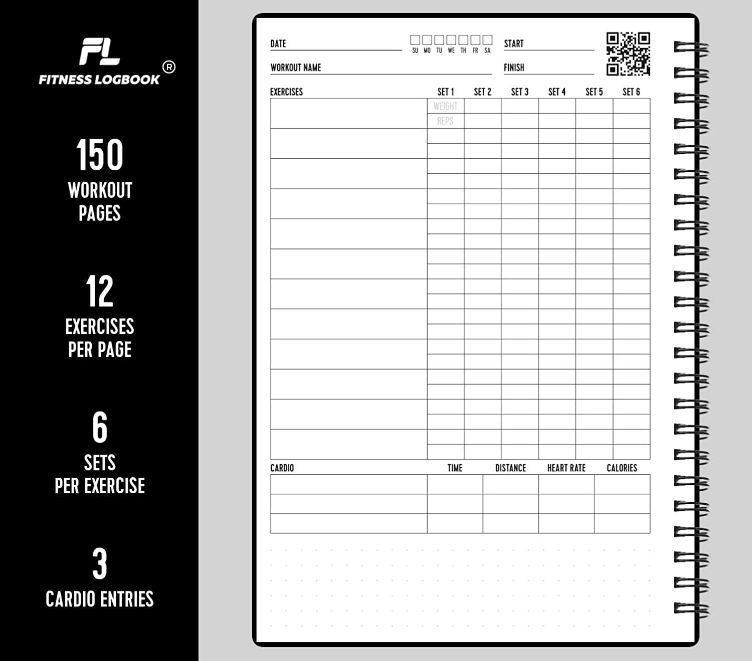 Fitness Logbook - Track 150 Workouts - A5 Undated Journal for Weight ...