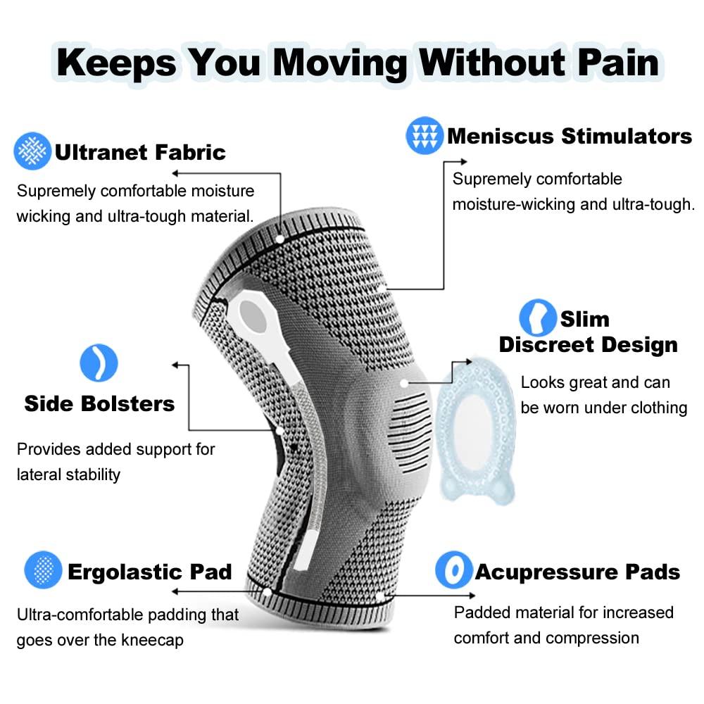 AmRelieve Ultra Knee Elite Compression Sleeve with Side Stabilizers ...