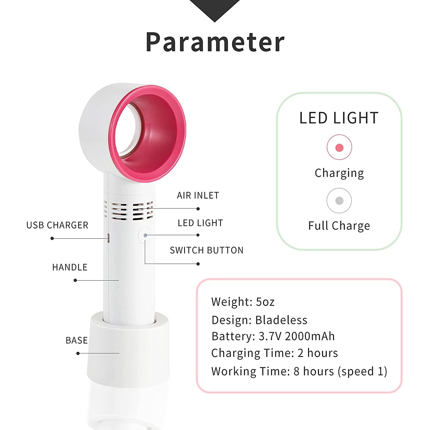 Lash Fan USB Mini Portable Rechargeable Bladeless Fan - Handheld ...