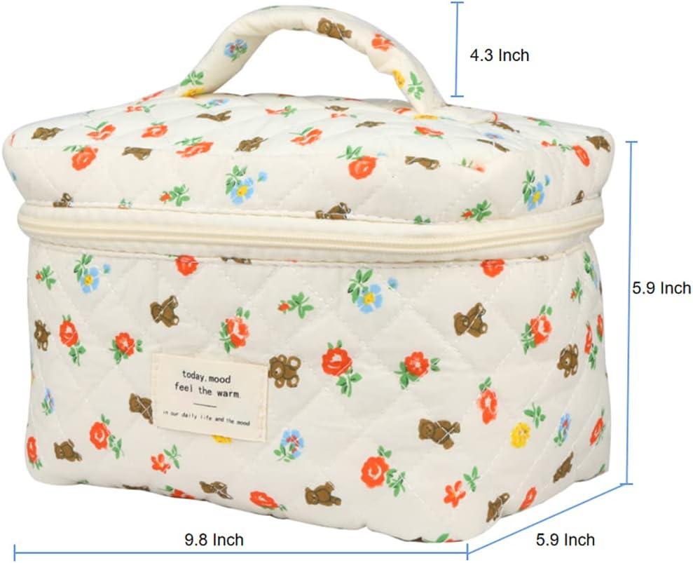 PINKCONA Cosmetic Bags for Women Cute Floral Makeup Bag Organizer Storage Make Up Bag Travel Toiletry Bags Handbags Purses UU Big 03 UU Big