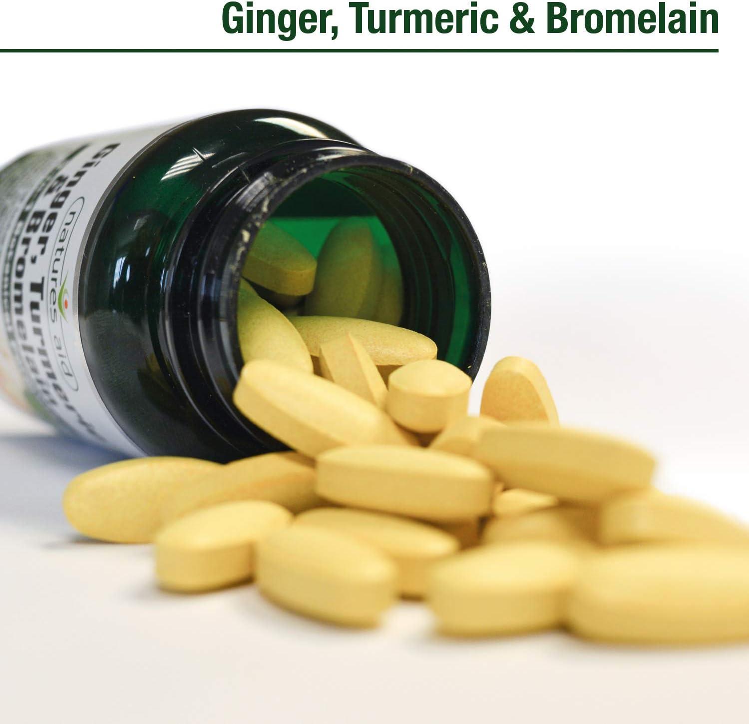 Natures Aid Ginger Turmeric Bromelain Tablets - 60 Count Pack ...