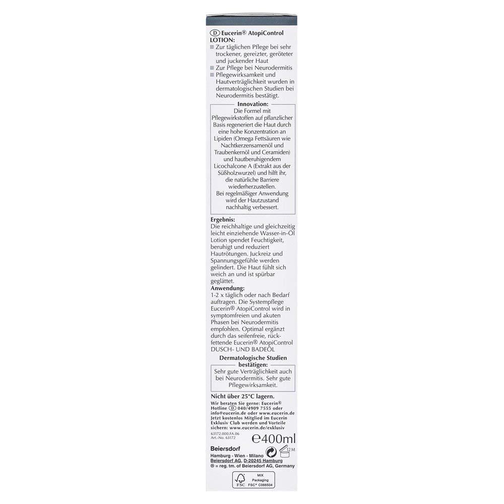 Eucerin AtopiControl Lotion - 400ml Pack of 2 | Best Moisturizer for ...