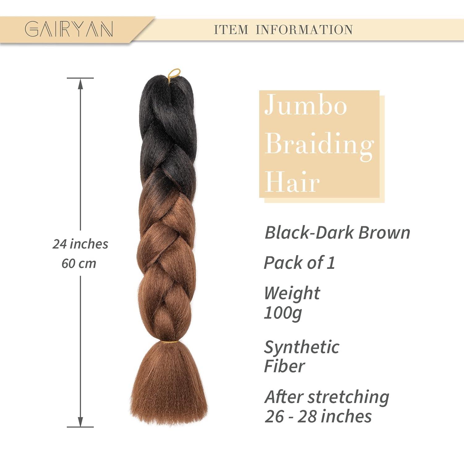 Gairyan Jumbo Braids Extensions 60cm - Ombre Synthetic Braiding Hair ...