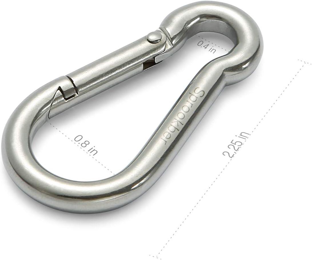 Sprookber 2.25 Inch Stainless Steel Spring Snap Hook Carabiner - Set of ...