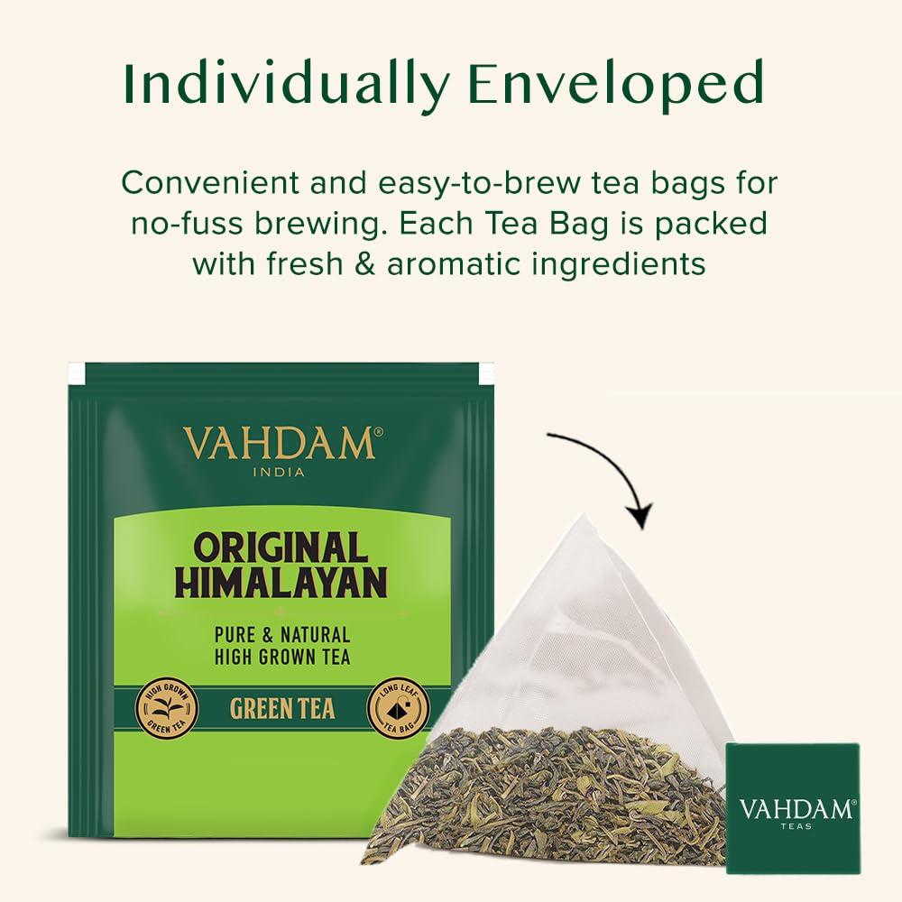 Vahdam Himalayan Green Tea - 100% Pure & Aromatic | 30 Pyramid Tea Bags ...